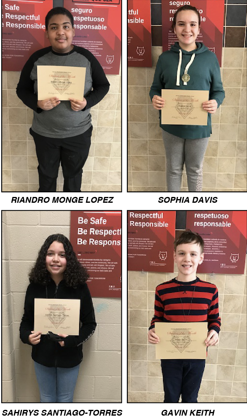 Washington Middle School Names February Students Of The Month | News ...